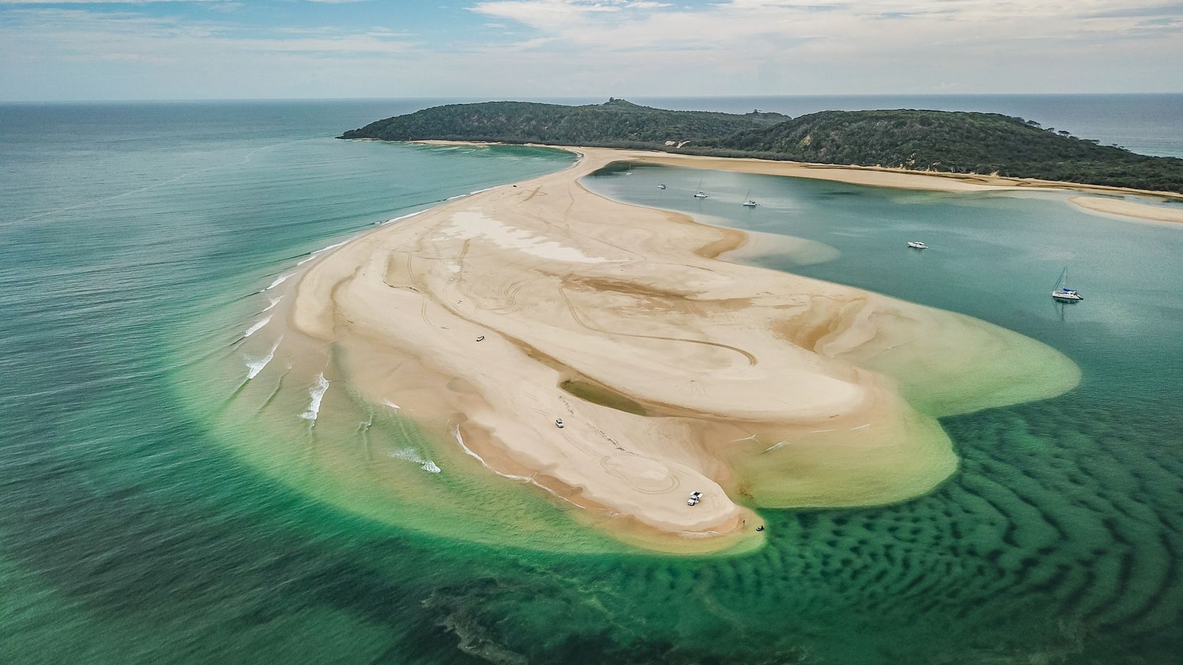 Aerial photo of a sandbar at Double Island Point, Queensland – Riptide ...